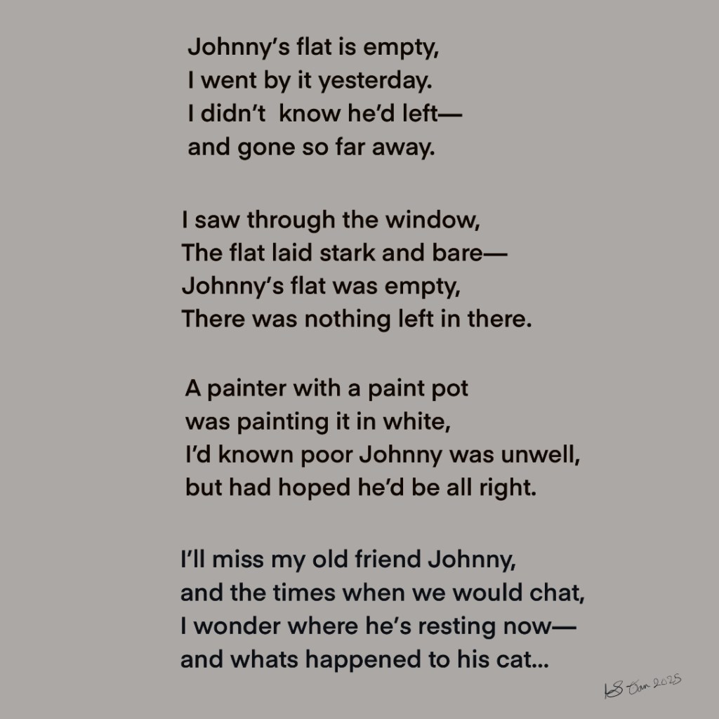 Johnny’s Flat is Empty: a square poem – LesleyScoble.com