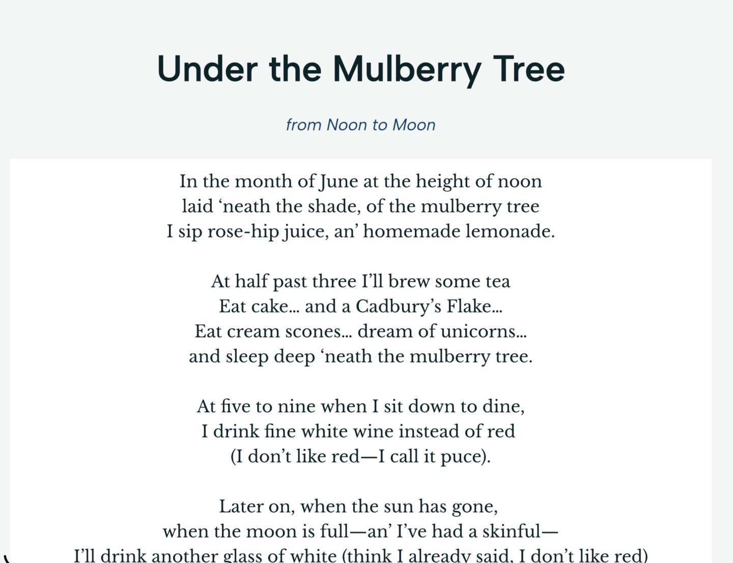 Under the Mulberry Tree: an internal rhyme ( & music audio ...