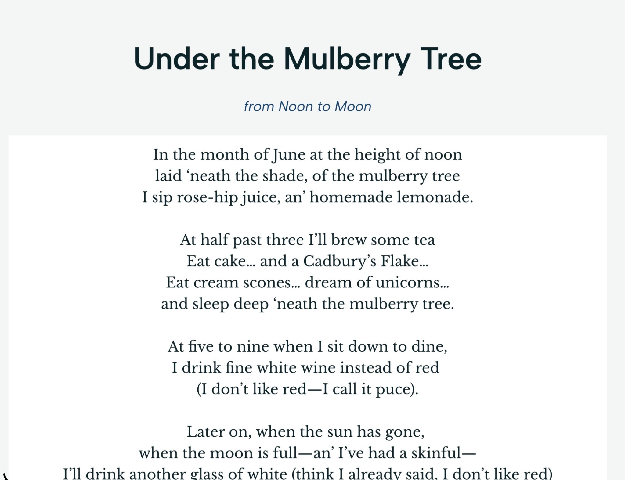 Under the Mulberry Tree: an internal rhyme ( & music audio ...